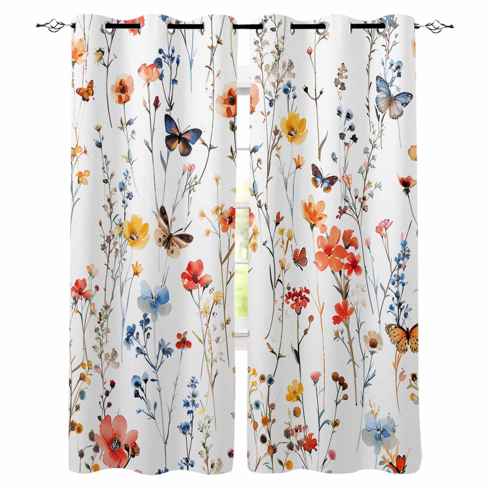 Blackout Curtains for Bedroom, Elegant Spring Floral Room Darkening ...