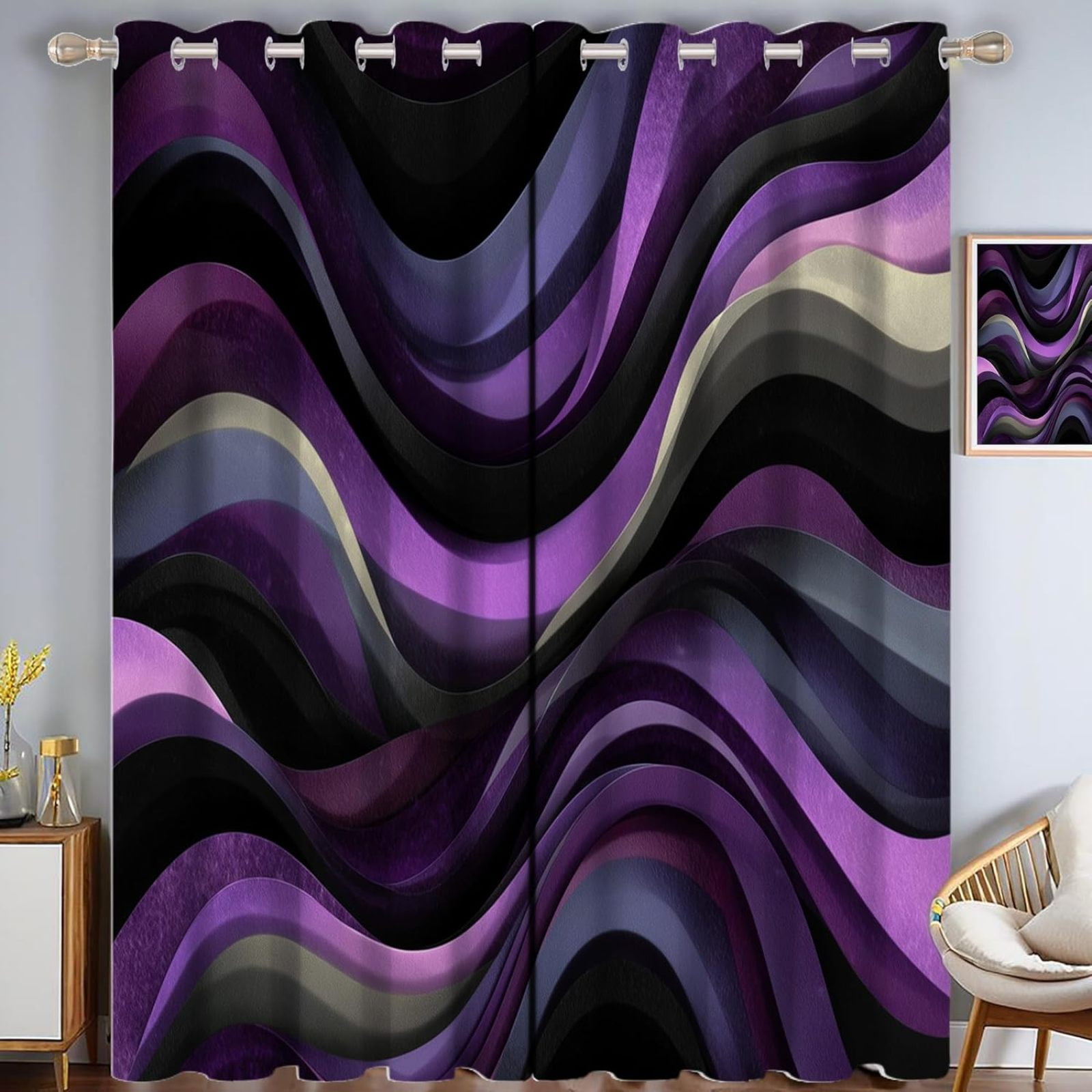 Blackout Curtains For Bedroom Fashionable Geometric Pattern Thermal ...