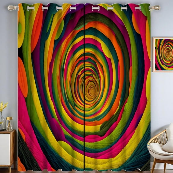 Blackout Curtains For Bedroom Geometric Circular Pattern Thermal ...