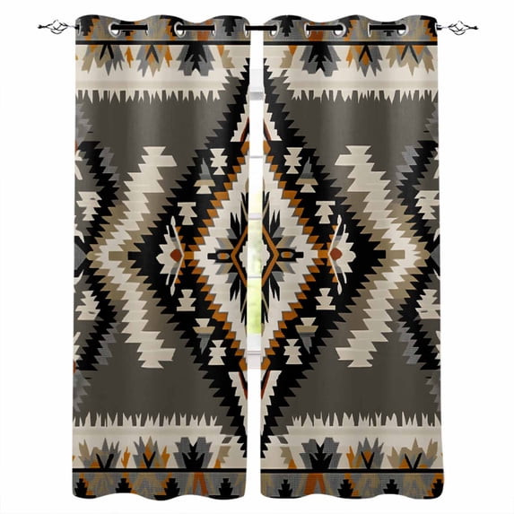 Blackout Curtains for Bedroom, Grey Orange Black Room Darkening Window ...
