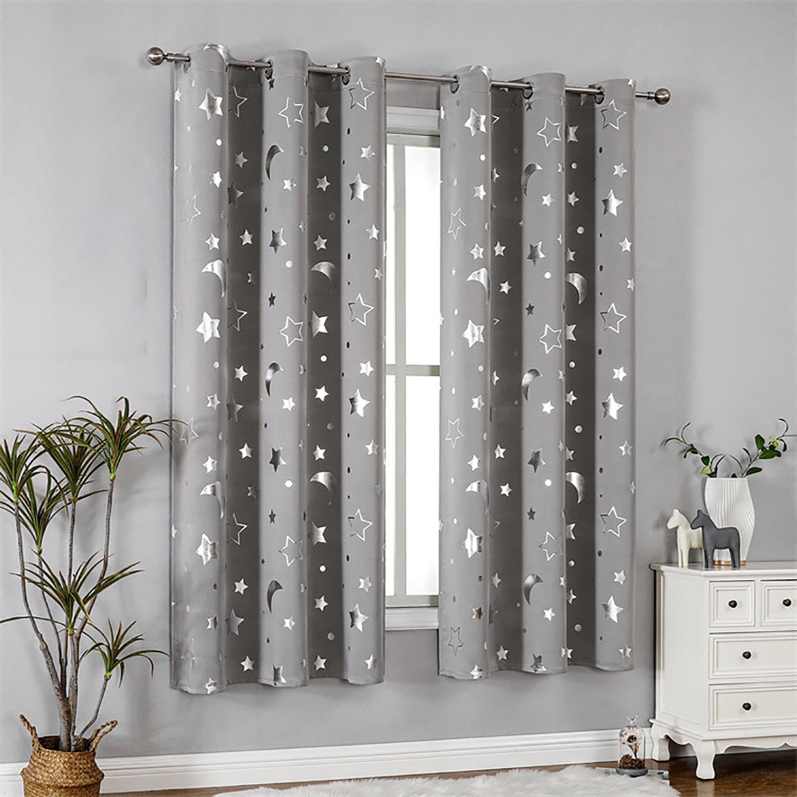 Blackout Curtains for Bedroom/Living Room/Classroom, 1 Panel Set Silver ...