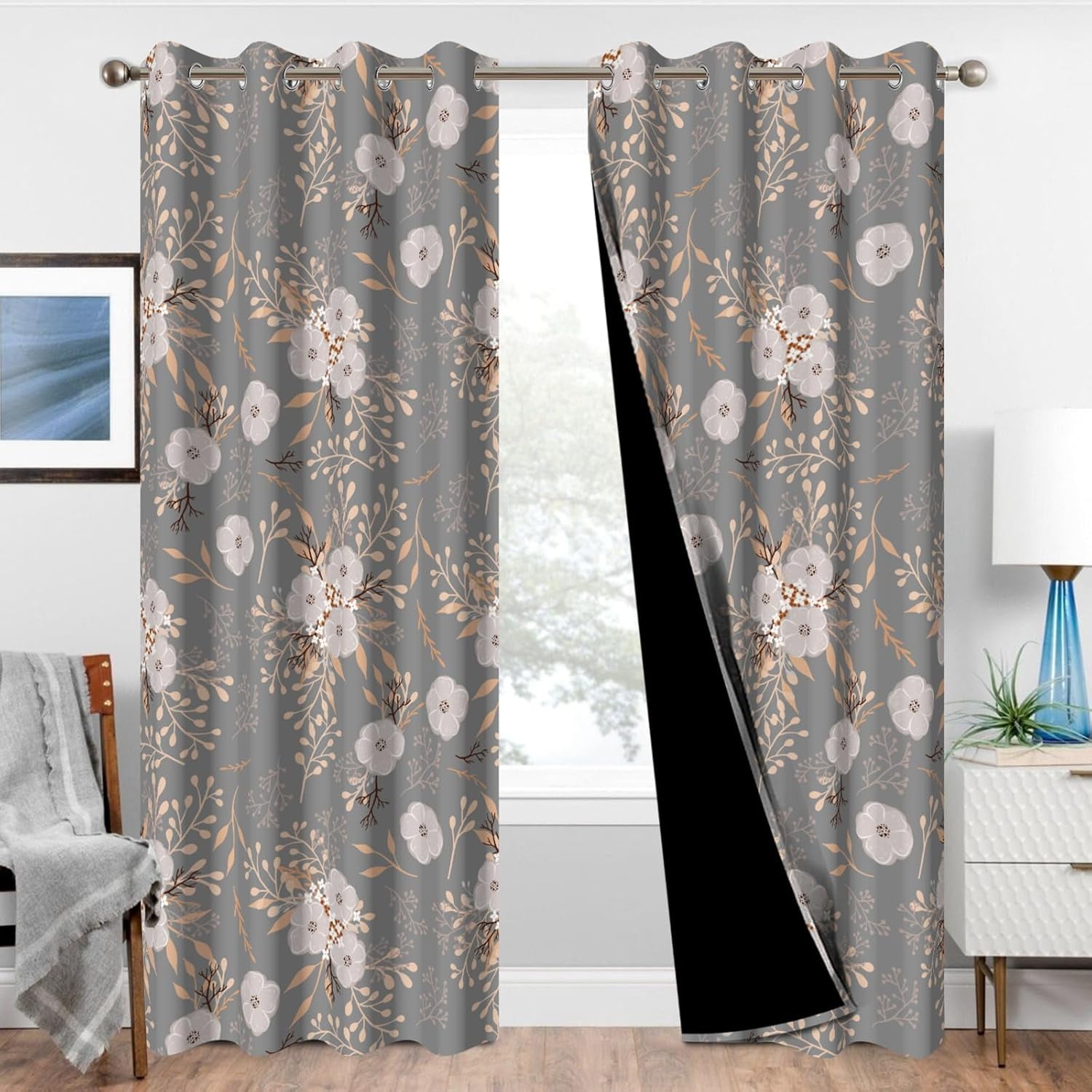 Blackout Curtains for Bedroom Living Room, Fall Vintage Print Black Out ...