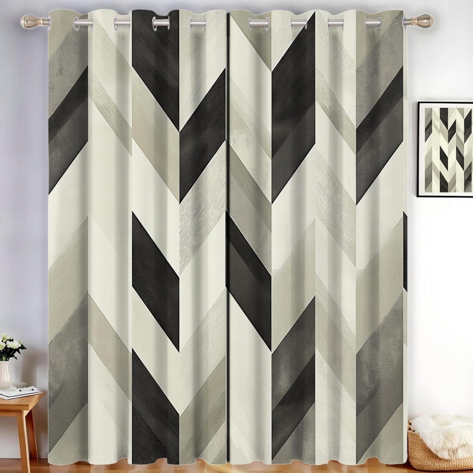 Blackout Curtains For Bedroom Modern Geometric Pattern Thermal ...