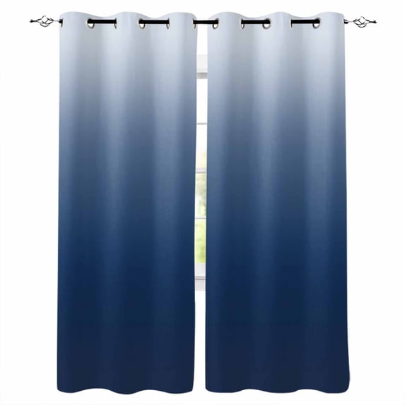 Blackout Curtains for Bedroom, Navy Blue Ombre Room Darkening Window ...