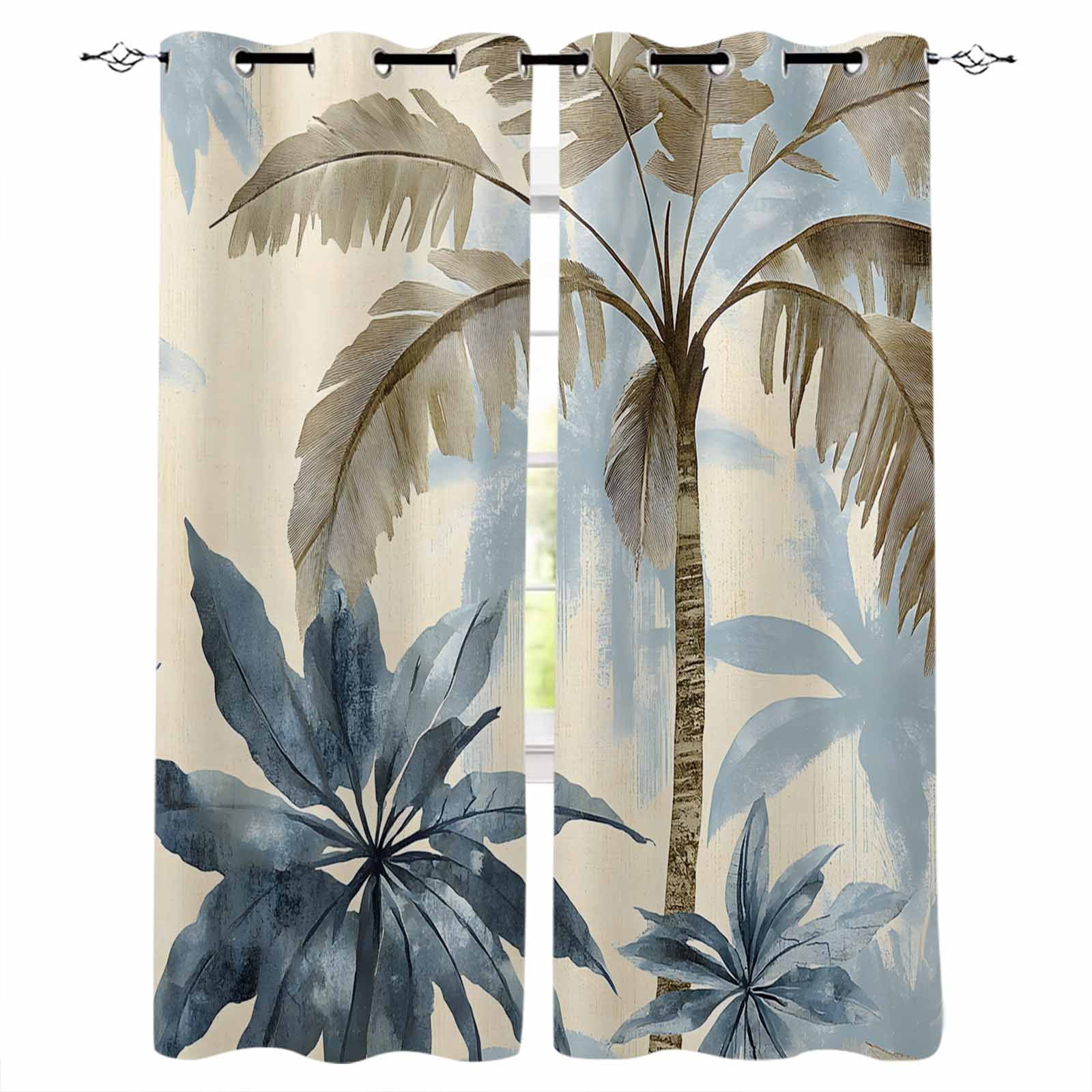 Blackout Curtains for Bedroom, Palm Tree Beach Room Darkening Window ...