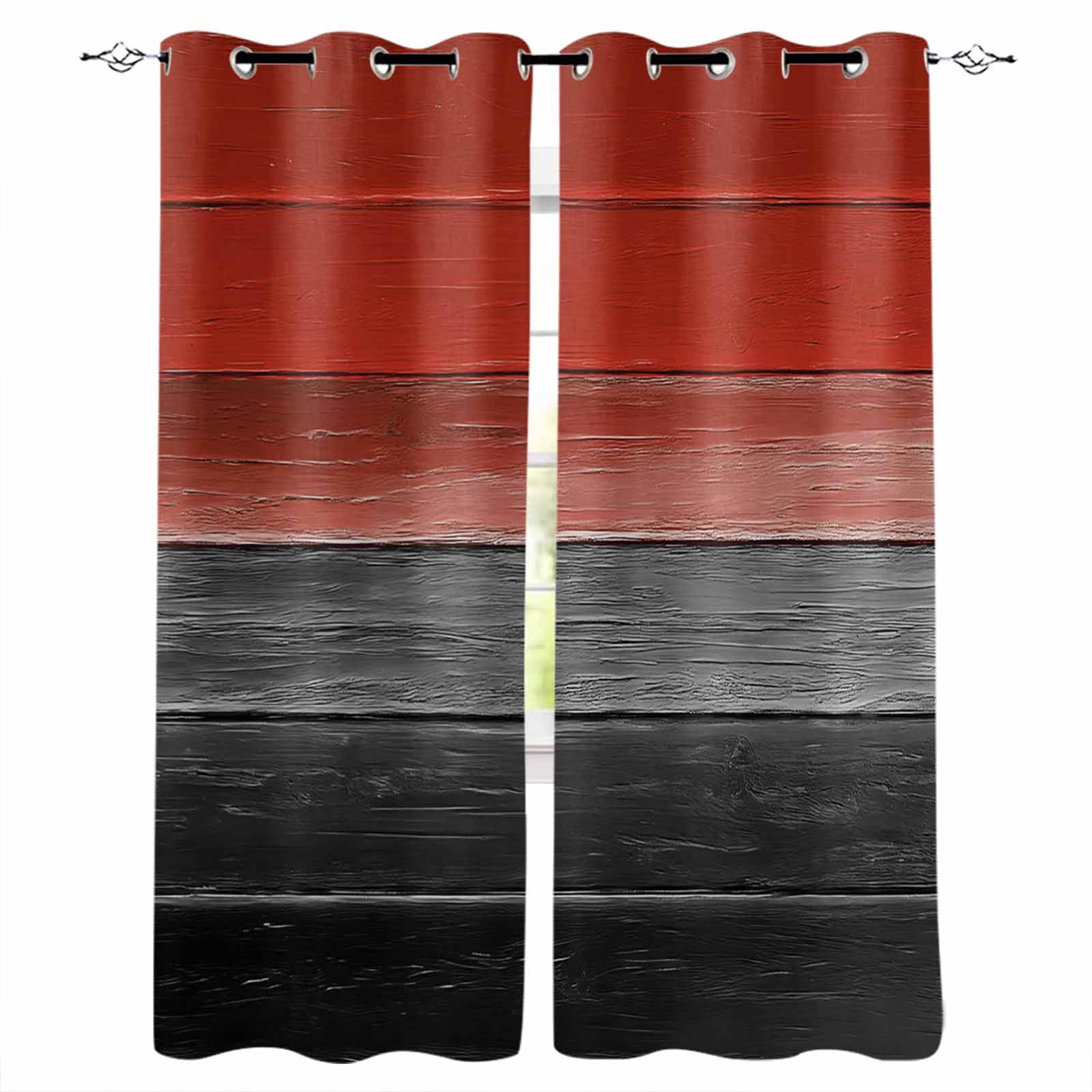 Blackout Curtains for Bedroom, Red Gray Black Room Darkening Window ...