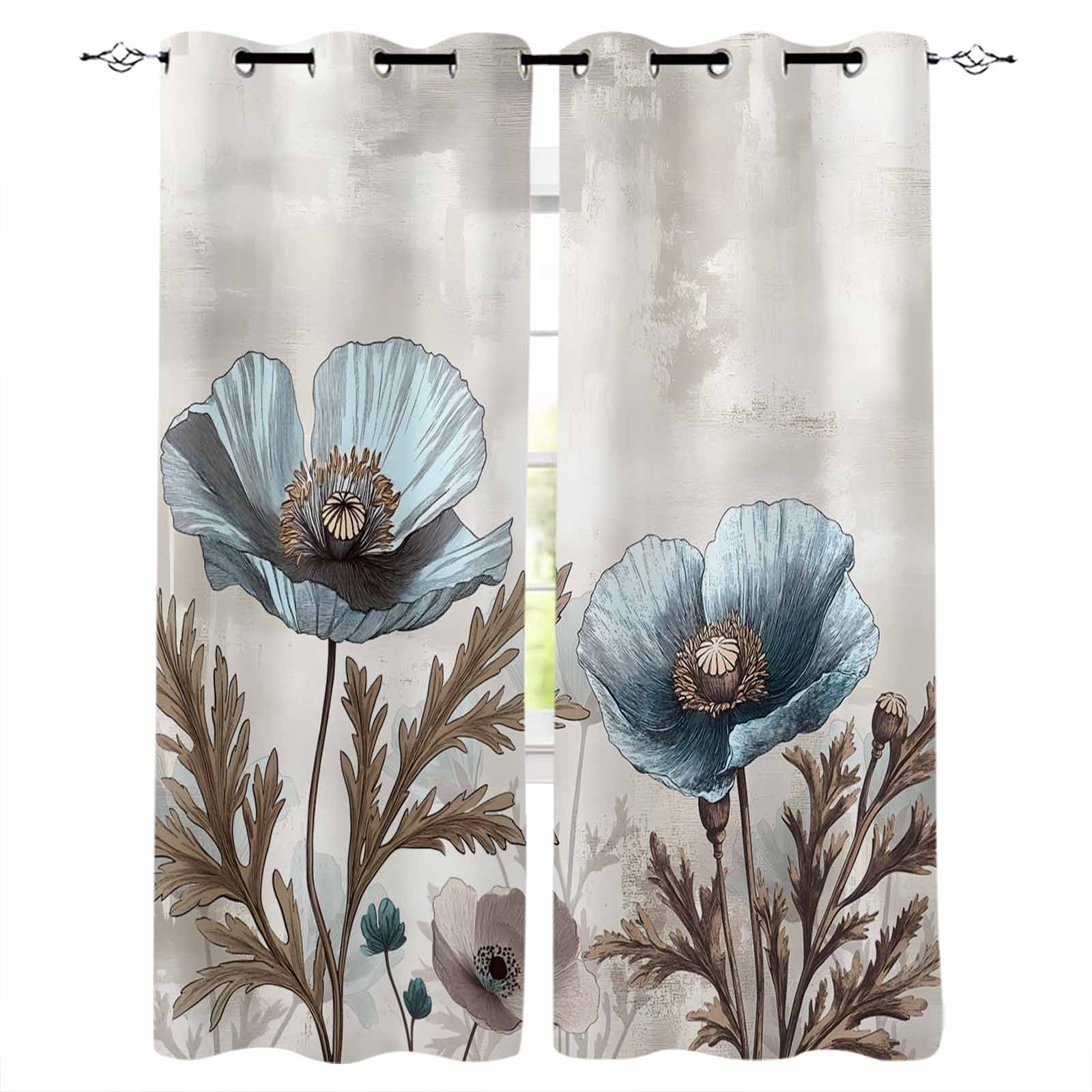 Blackout Curtains for Bedroom, Spring Floral Room Darkening Window ...