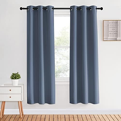 Blackout Curtains for Bedroom, Stone Blue, 34" Wide by 70" Long, Home ...