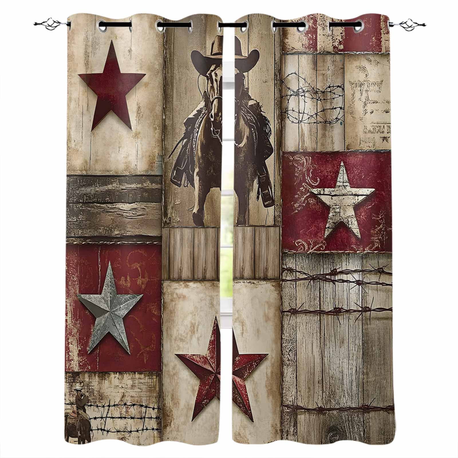 Blackout Curtains for Bedroom, Texas Star Vintage Room Darkening Window ...