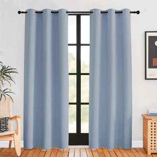 Blackout Curtains for Bedroom, Vintage Blue, 42 W by 80 L, Set of 2 ...