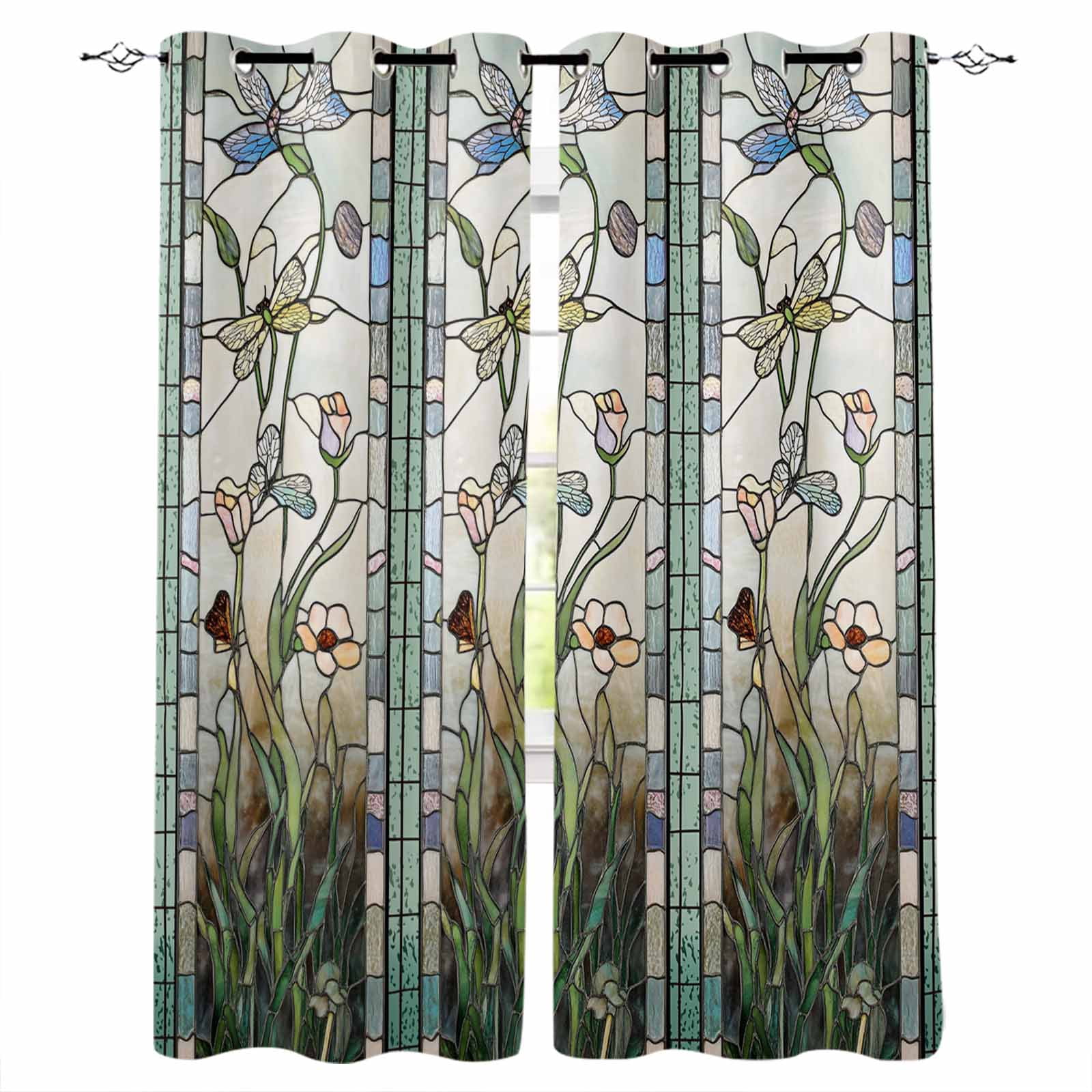 Blackout Curtains for Bedroom, Vintage Floral Room Darkening Window ...