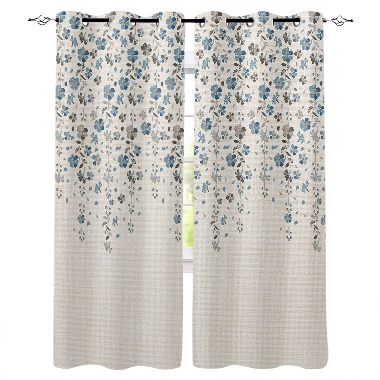 Blackout Curtains for Bedroom, Weeping Flowers Room Darkening Window ...