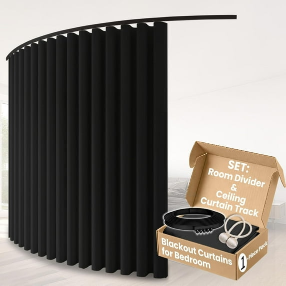 Blackout Curtains, Black 1 Panel W105 x L84in, with Ceiling Curtain ...