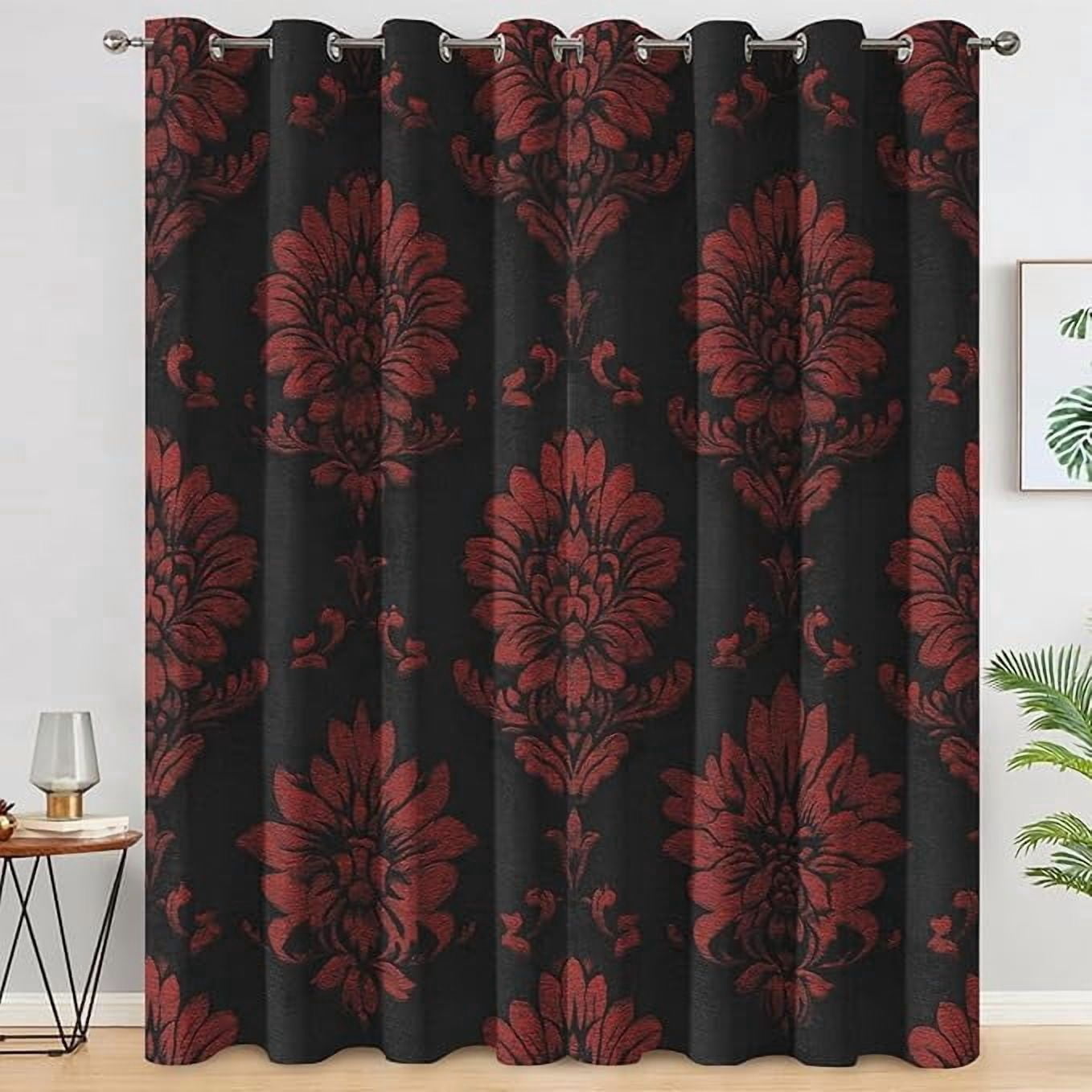 Blackout Curtains, Burgundy Red Vintage Curtains for Living Room ...