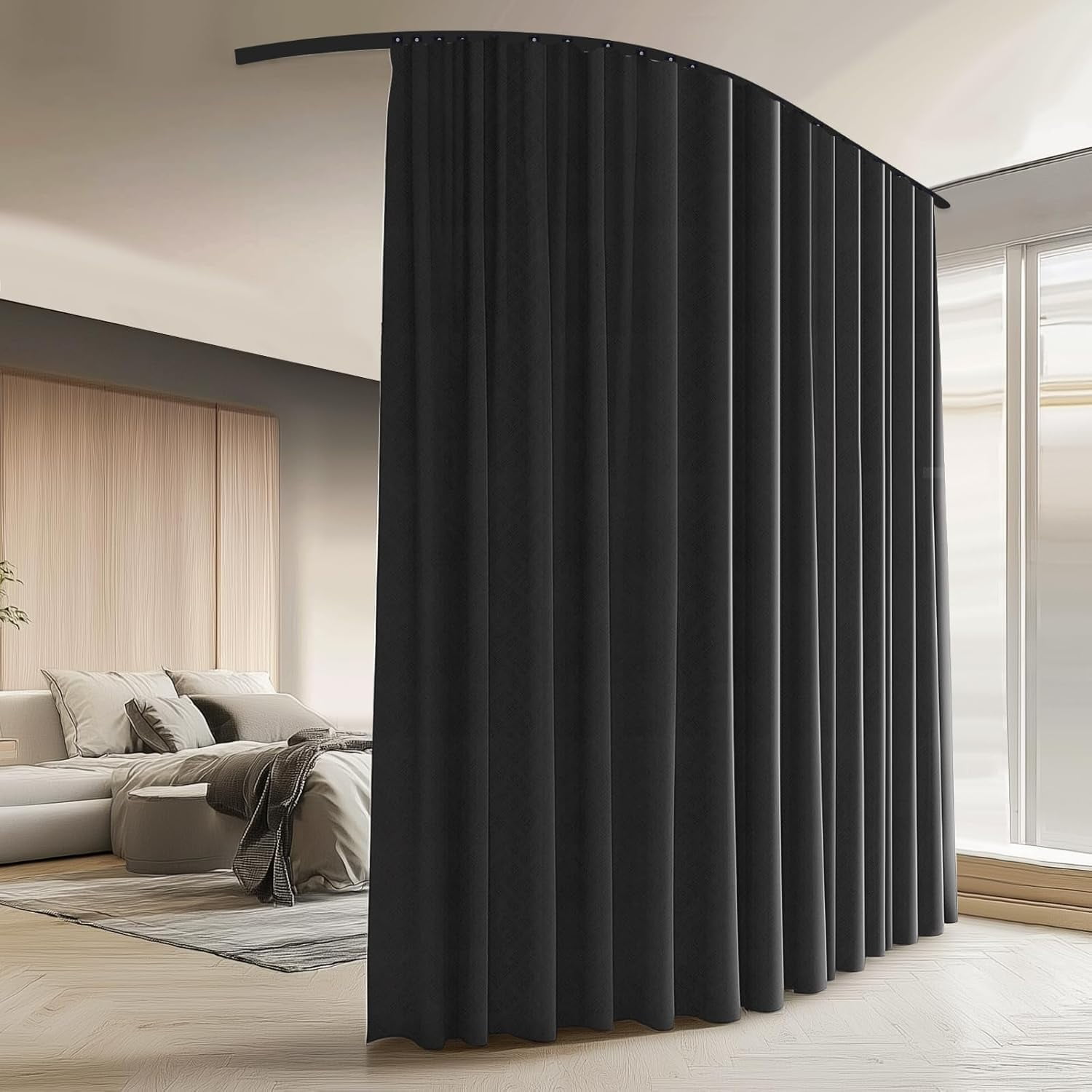 Blackout Curtains with Ceiling Mount Tracks Set for Room Divider ...