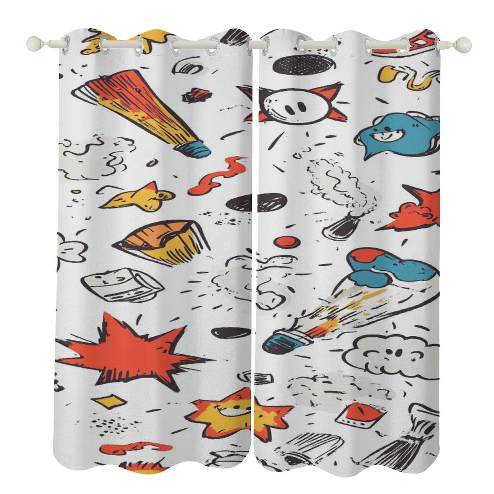 Blackout Curtains Decor Color Wave Point Geometry for Bedroom Living ...