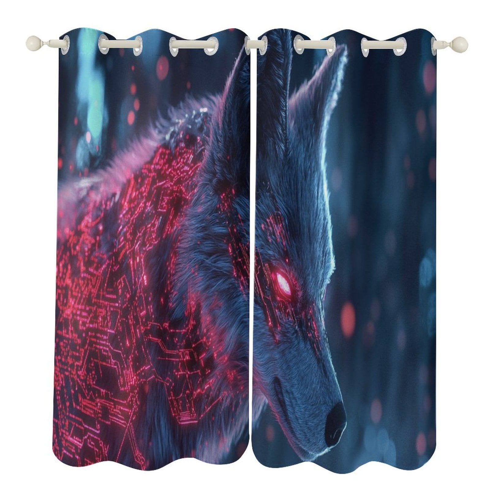 Blackout Curtains Decor Jungle Wolf Mech for Bedroom Living Room ...