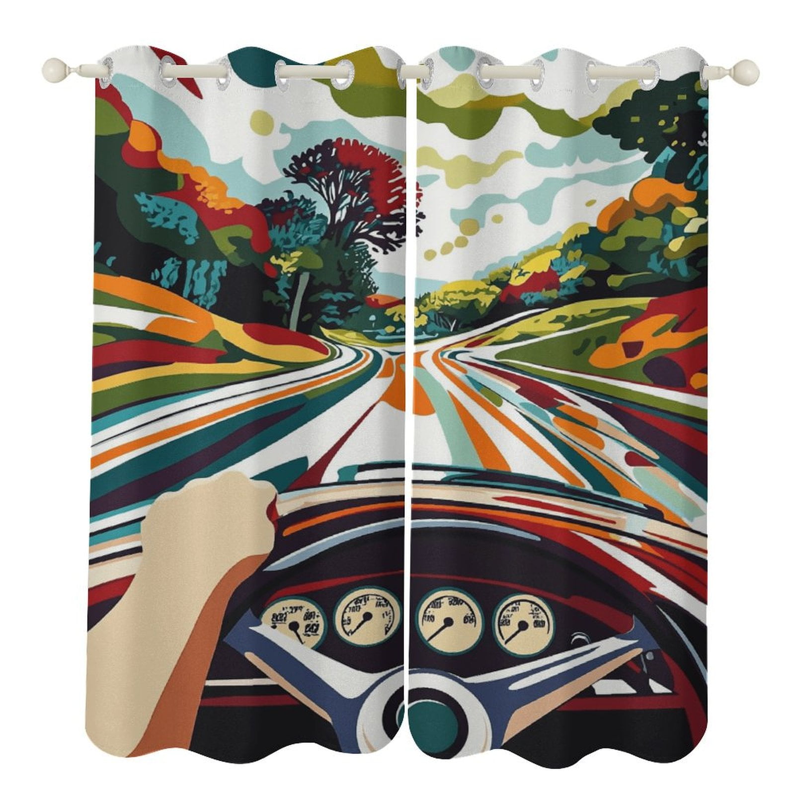 Blackout Curtains Decor Lightning Pattern Race Car for Bedroom Living ...