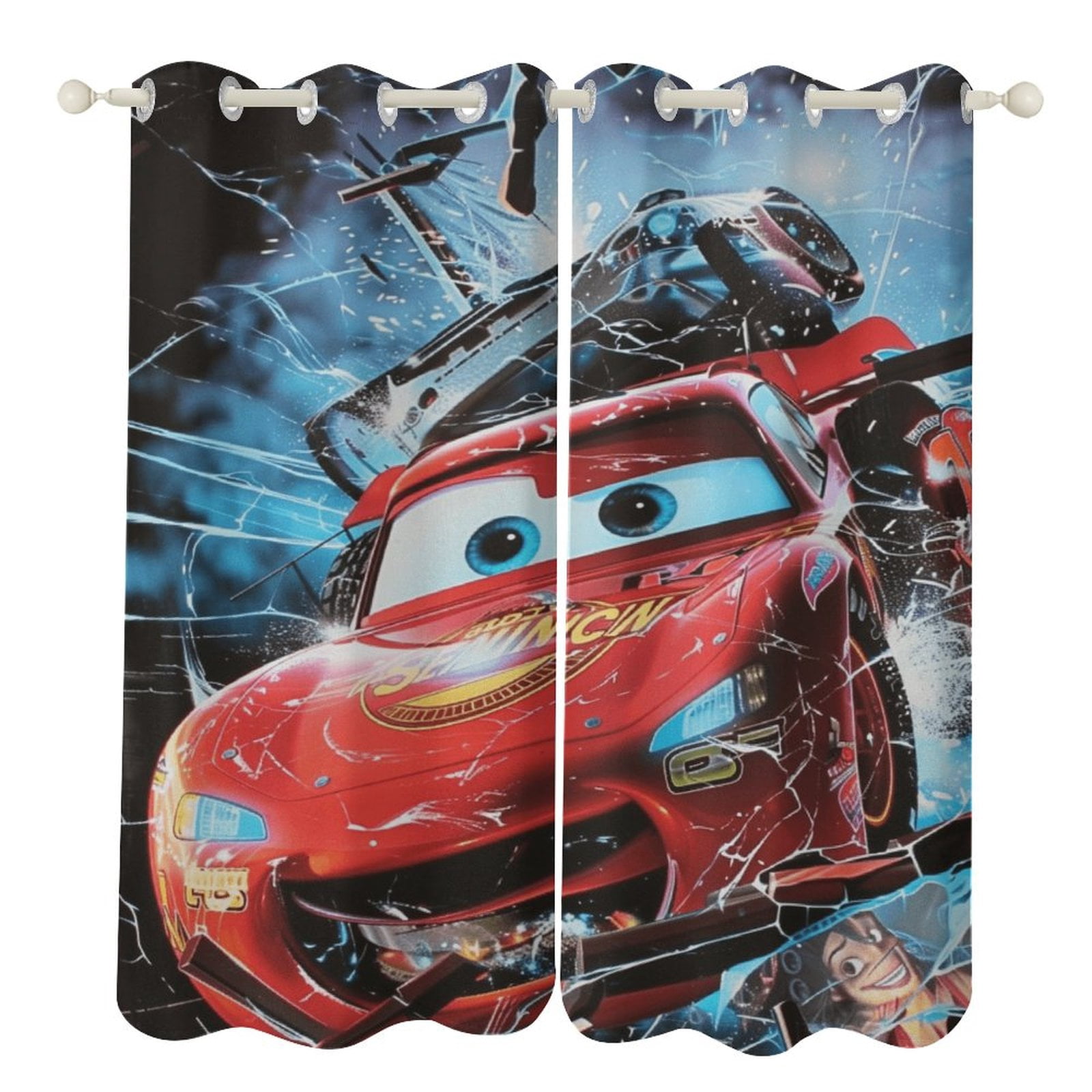Blackout Curtains Decor Lightning Pattern Race Car for Bedroom Living ...
