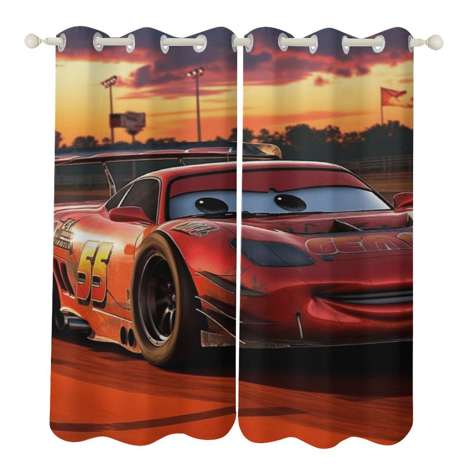 Blackout Curtains Decor Lightning Pattern Race Car for Bedroom Living ...