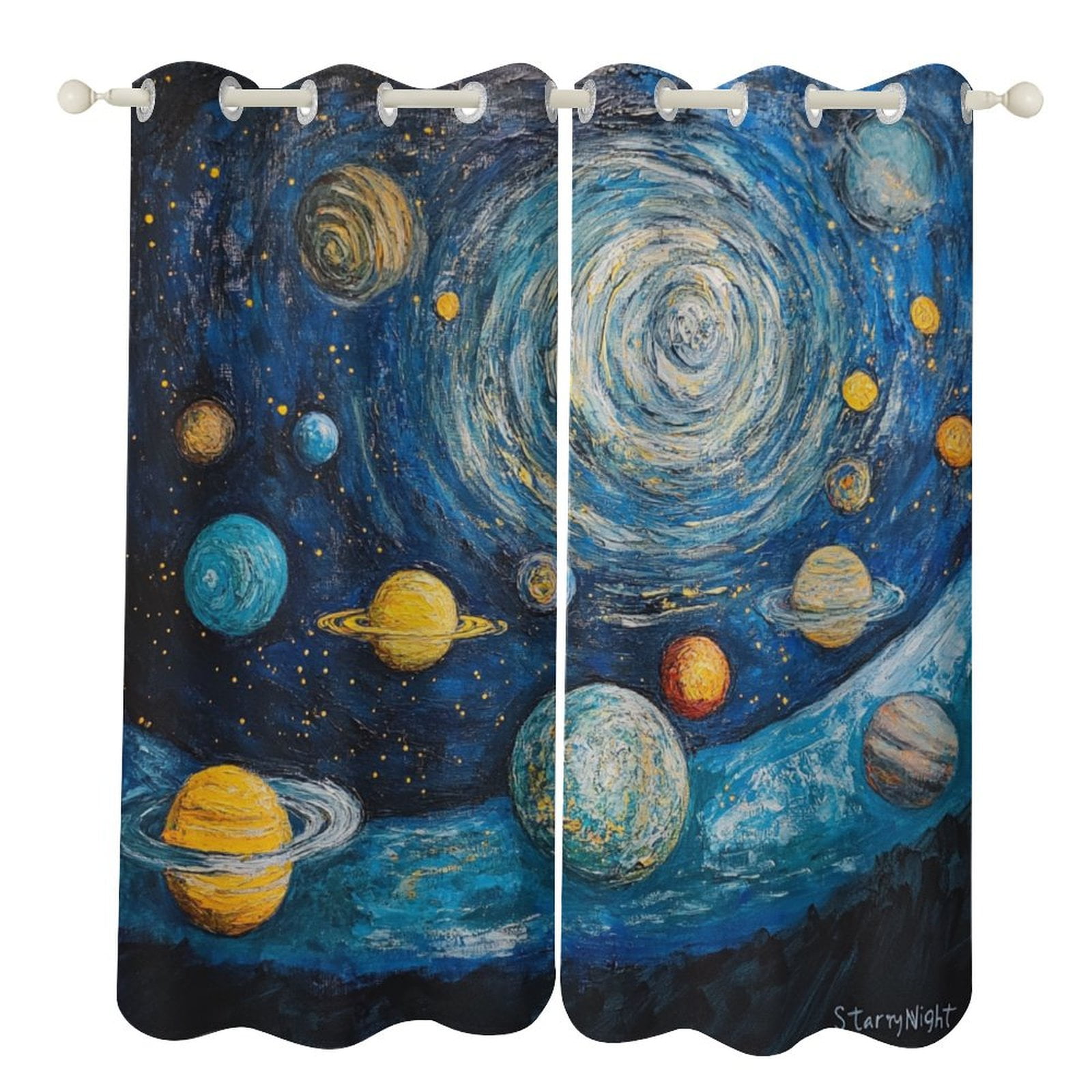 Blackout Curtains Decor Starlit Sky for Bedroom Living Room Grommet ...