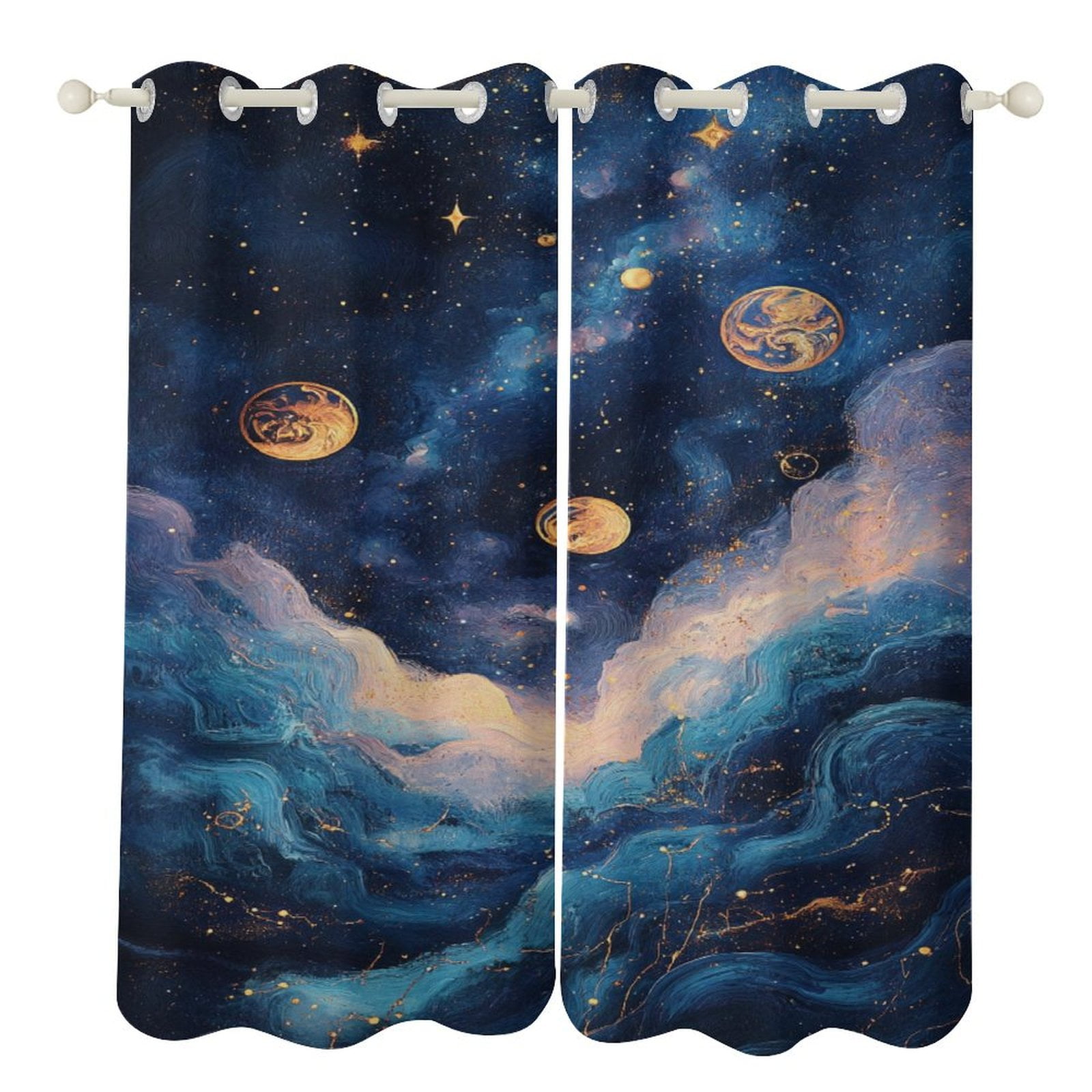 Blackout Curtains Decor Starlit Sky for Bedroom Living Room Grommet ...