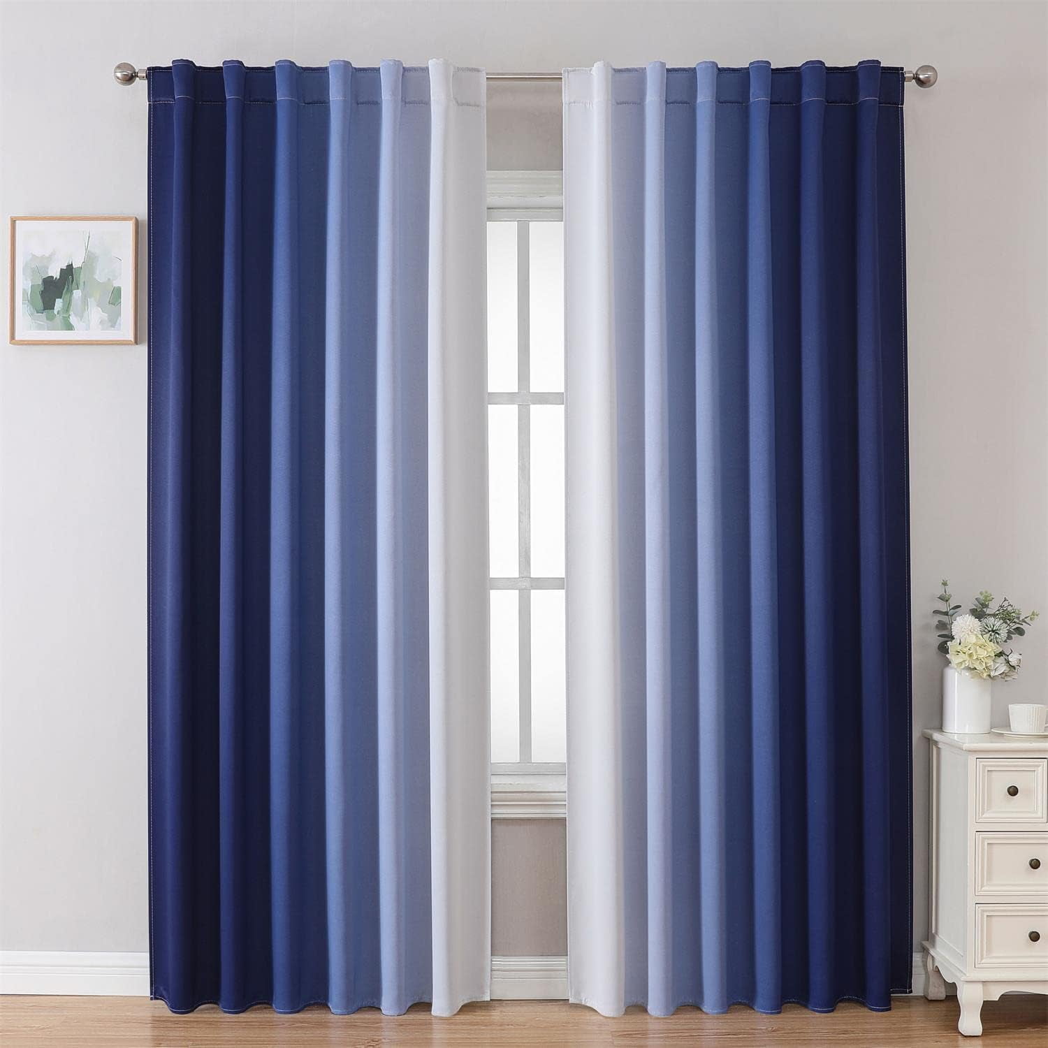 Blackout Curtains & Drapes for Bedroom Living Room 95 Inches Long Navy ...