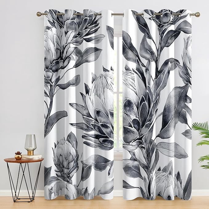 Blackout Curtains - Flower Window Curtains, Floral Curtain for Bedroom ...