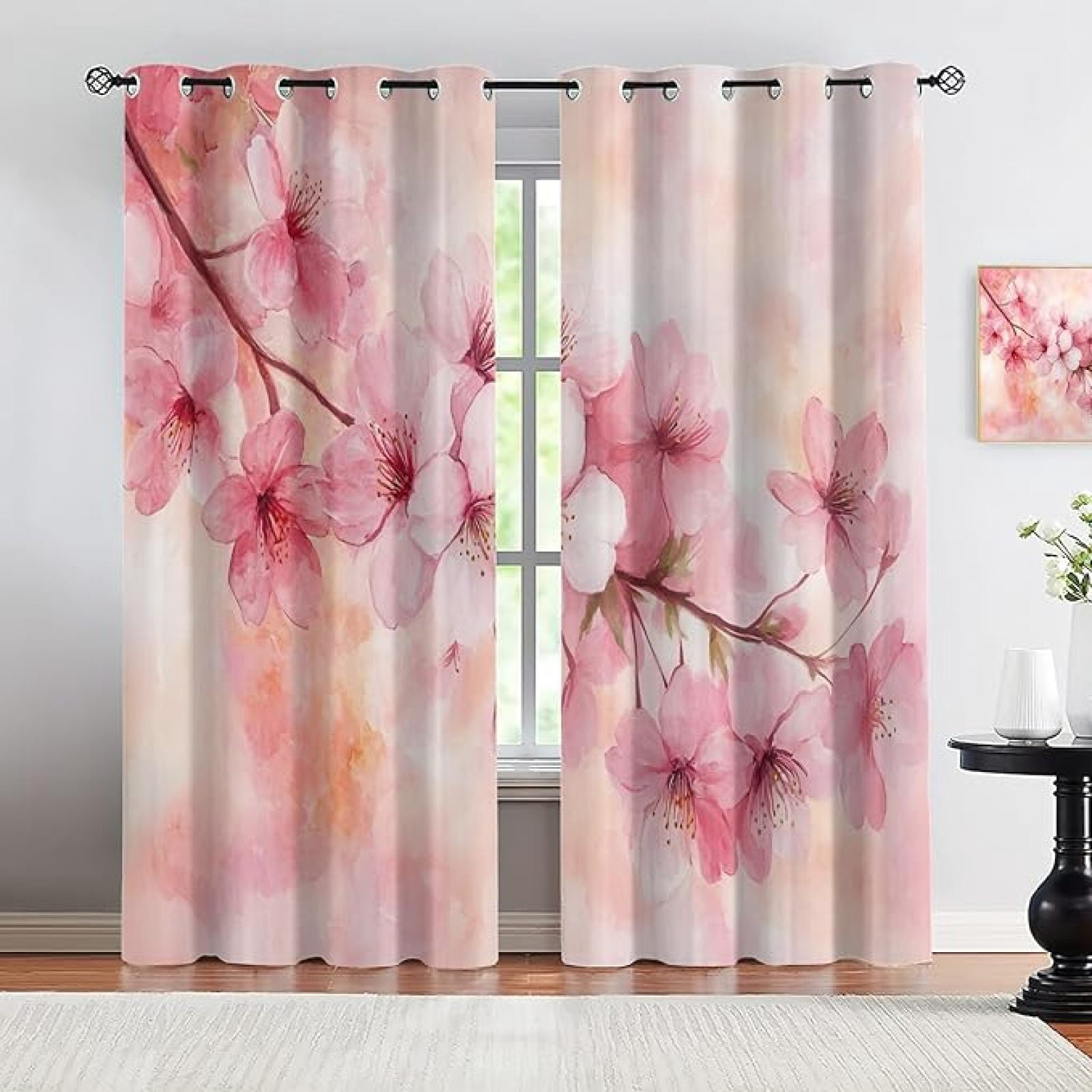Blackout Curtains For Girls Boys Home Decor, Cherry Blossoms Curtains ...