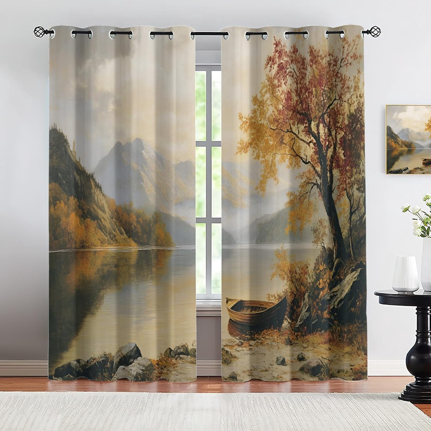 Blackout Curtains Landscape Curtains Home Decor, Autumn Lake Curtain ...