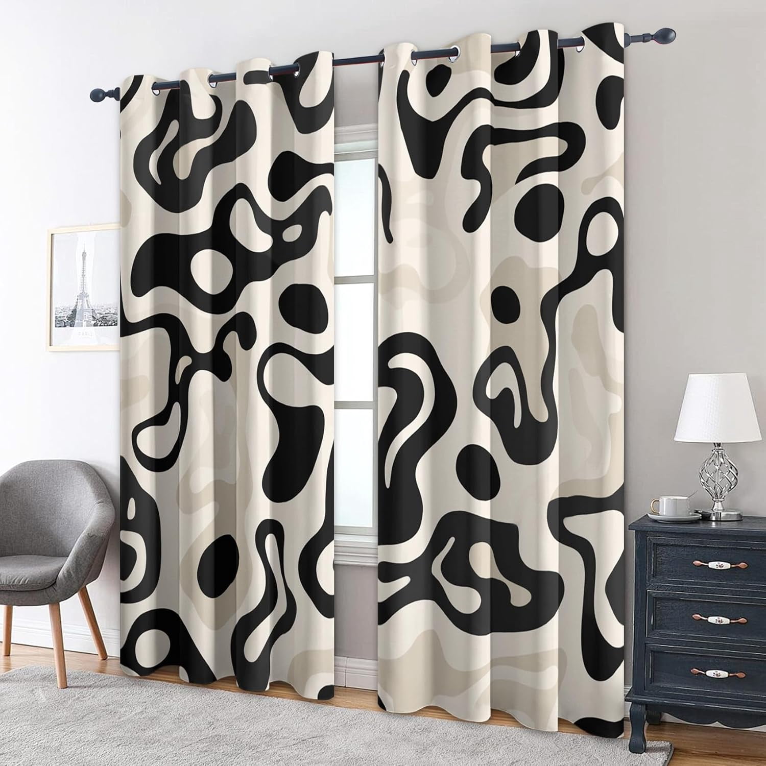 Blackout Curtains Modern Vintage Abstract Grey Geometric Pattern ...
