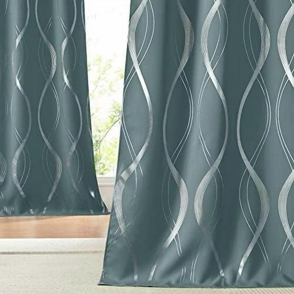 Blackout Curtains Panels for Living Room, Greyish Blue, 52" Wide x 84 ...