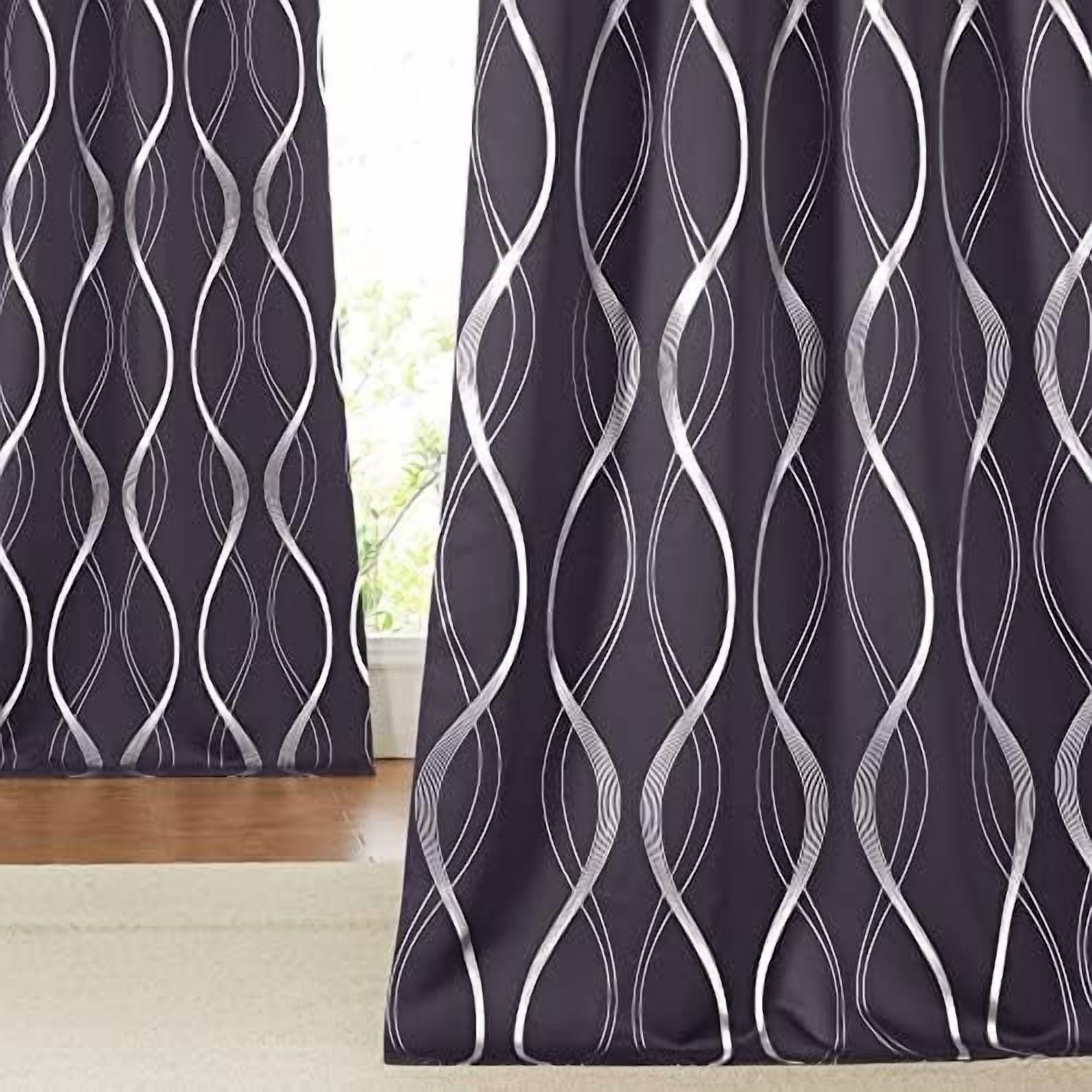 Blackout Curtains Panels for Living Room, Greyish Purple, 52" Wide x 84 ...