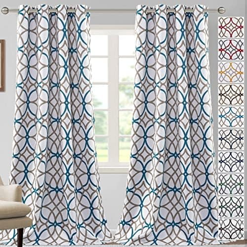 Blackout Curtains Printed Design 96 Inch Length 2 Panels Set Thermal ...