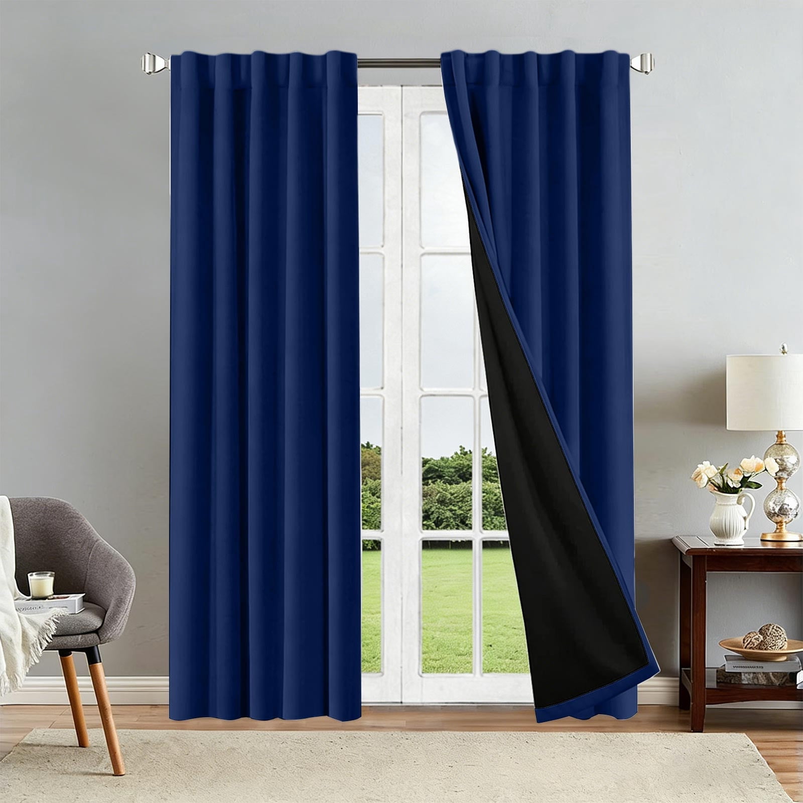 Blackout Curtains Rod Pocket 83x52in Beige - Light Blocking Noise ...