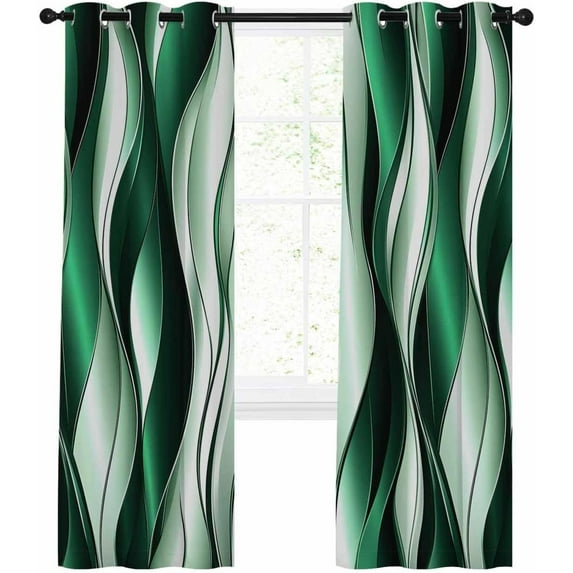 Blackout Curtains Room Darkening Drapes, Abstract Green Gradient Lines ...