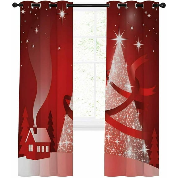 Blackout Curtains Room Darkening Drapes, Winter Abstract Christmas Tree ...