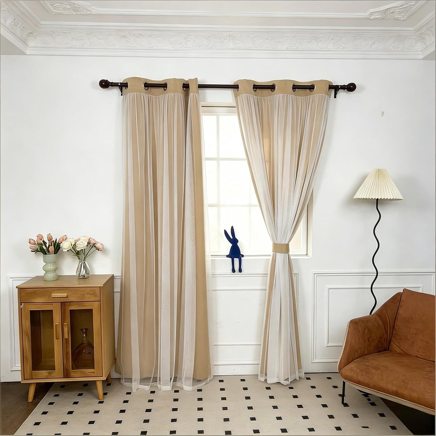 Blackout Curtains with Sheer Overlay - Grommet Top Thermal Noise ...