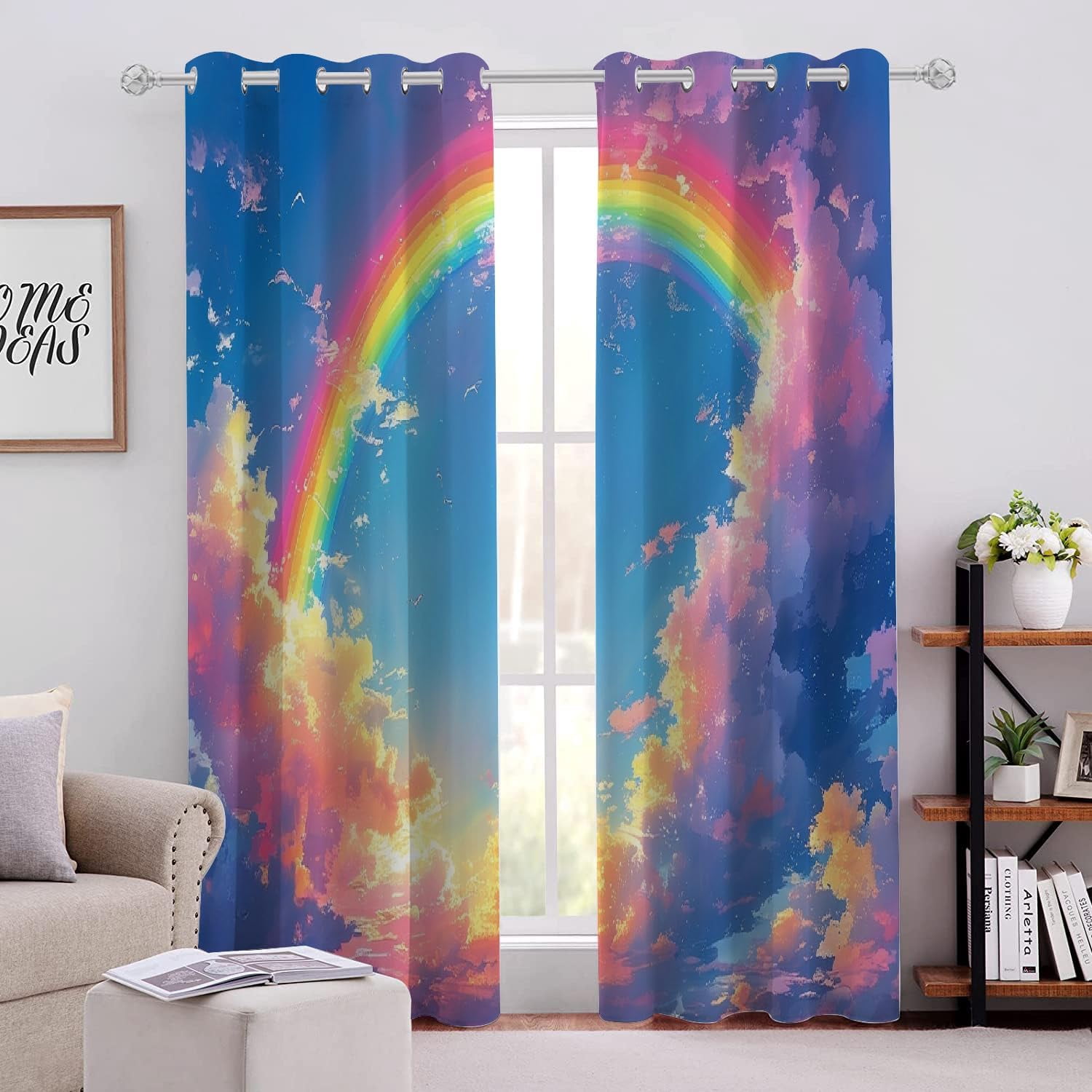 Blackout Curtains Sunset Colorful Rainbows Bright Sky Clouds, 3D ...