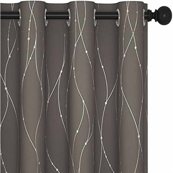 Blackout Curtains, Thermal Insulaed Soundproof Drapes, Wave Dots Silver ...
