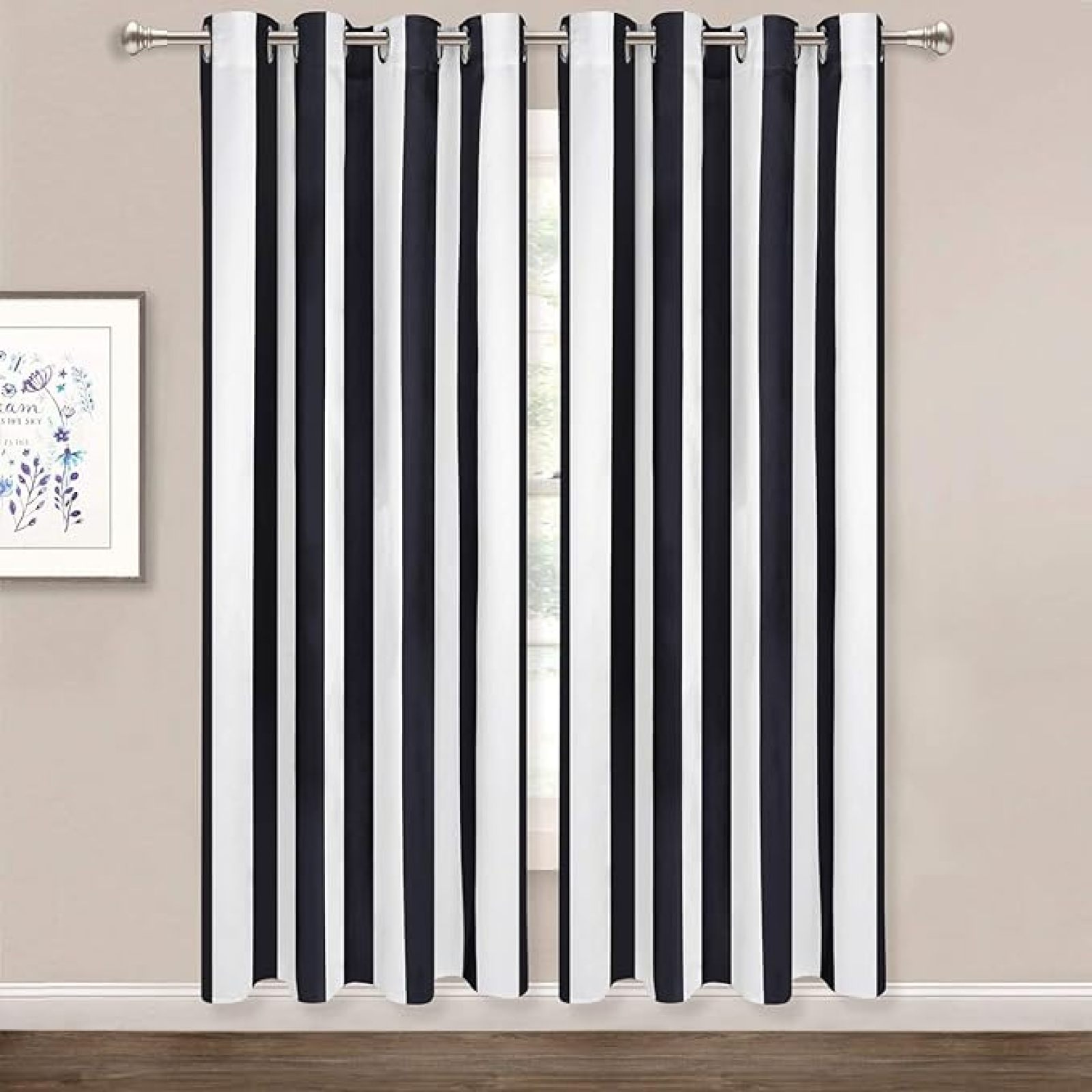 Blackout Curtains Thermal Insulated Window Curtains Black And White ...
