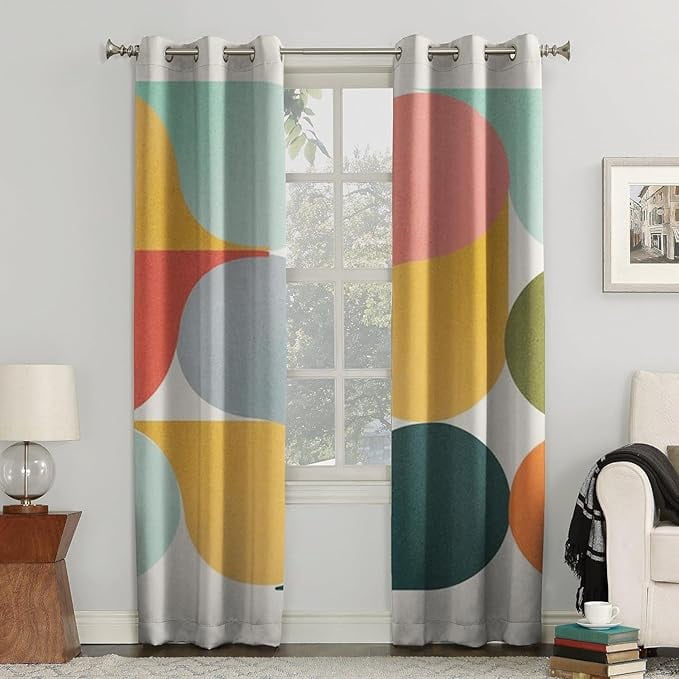 Blackout Curtains Thermal Insulated Window Curtains, Modern Geometric ...