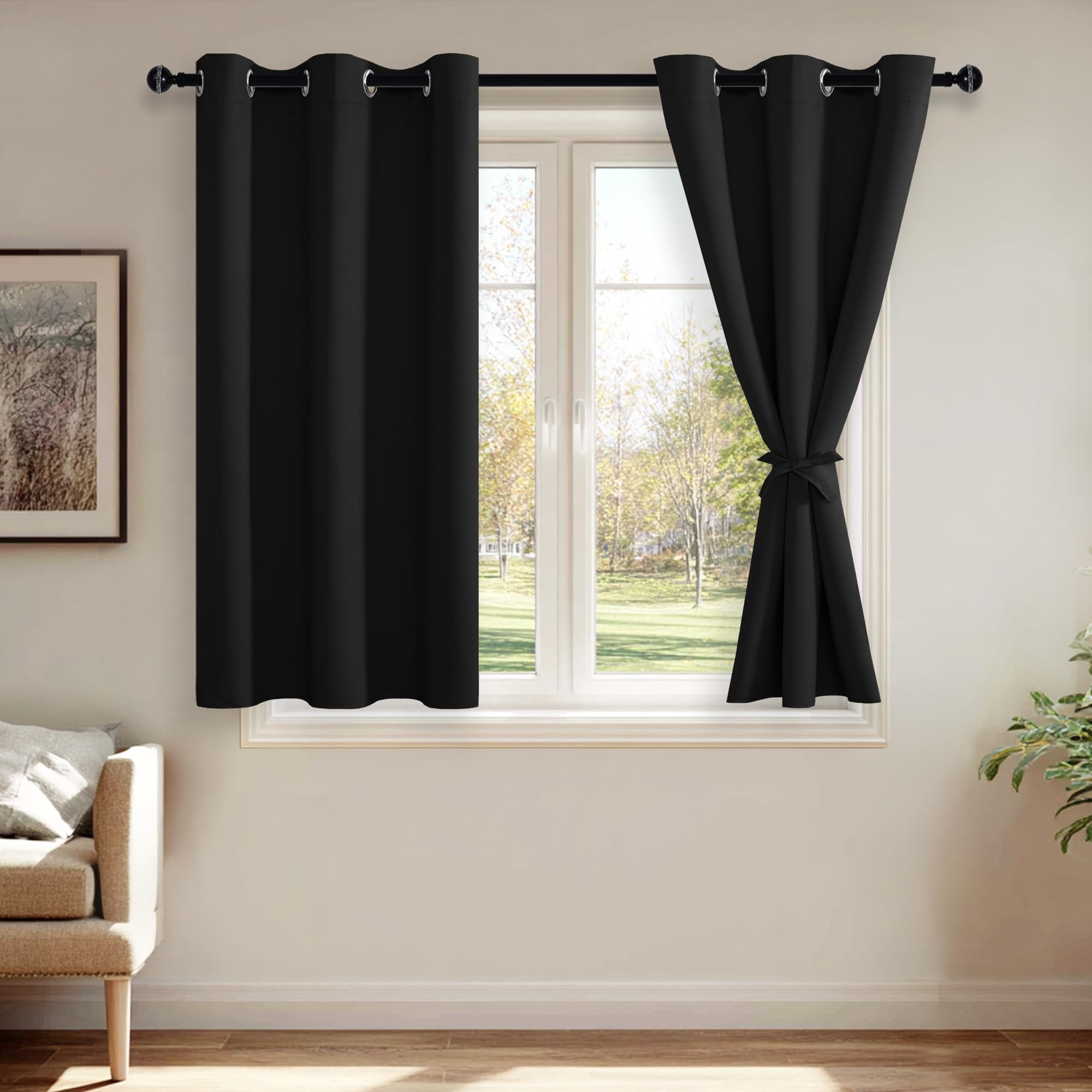 Blackout Curtains with Tiebacks - Thermal Insulated, Light Blocking and ...