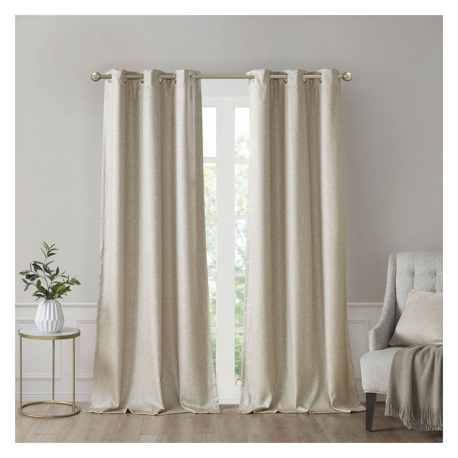 Blackout Curtains Tonal Faux Silk, 2 Panels - Total Light Blocking ...