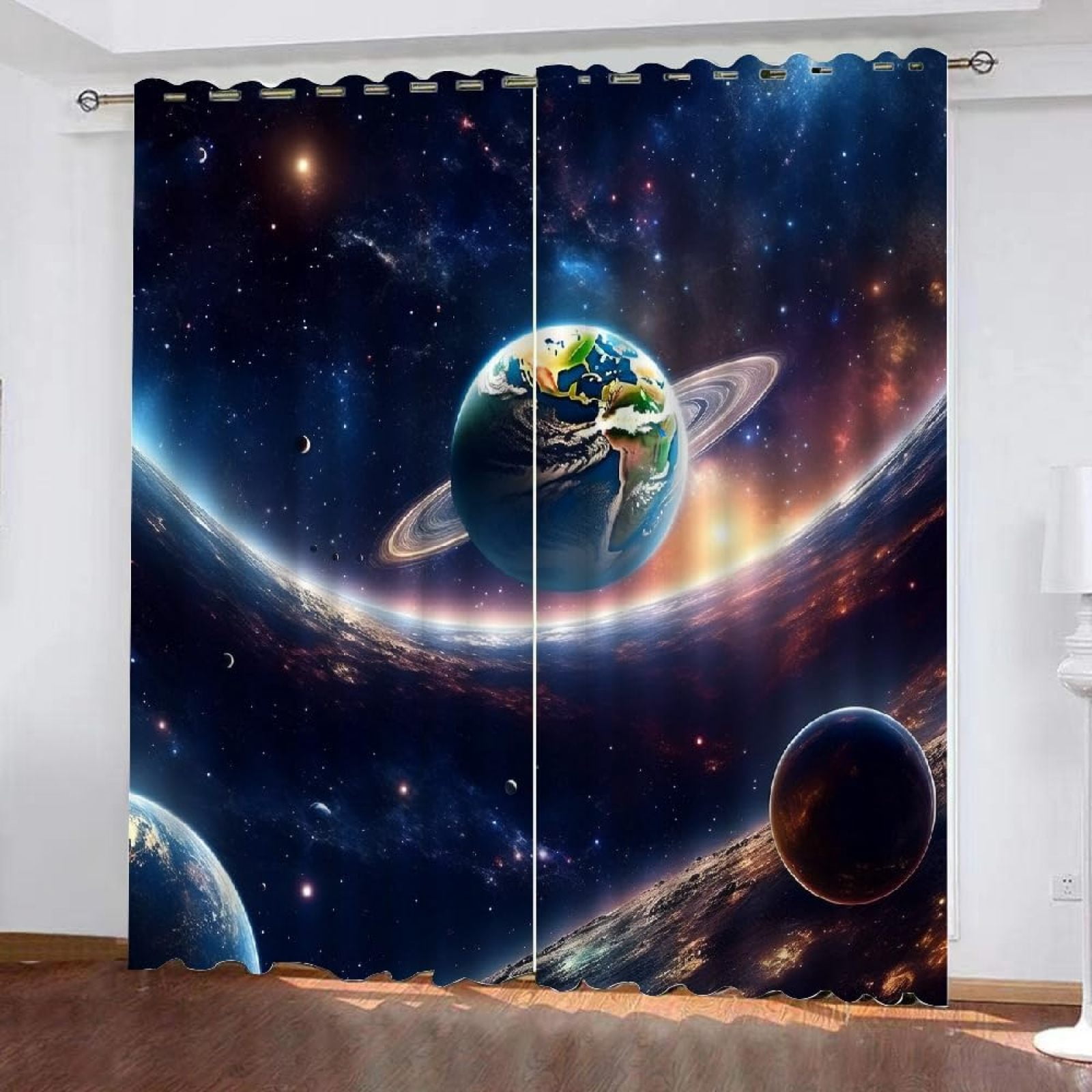 Blackout Curtains Universe Galaxy Science Fiction Planet Space 3D ...
