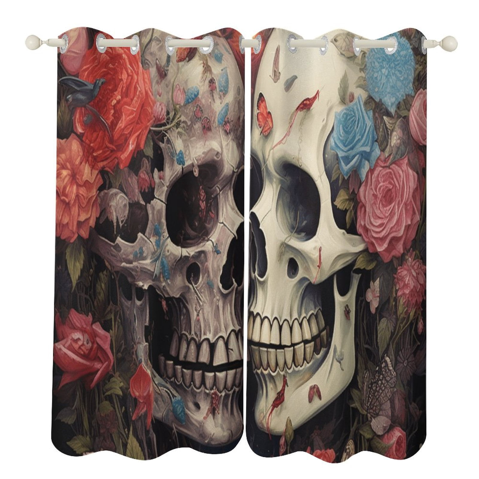 Blackout Curtains for Bedroom Gothic Skull Lover Full Room Darkening ...