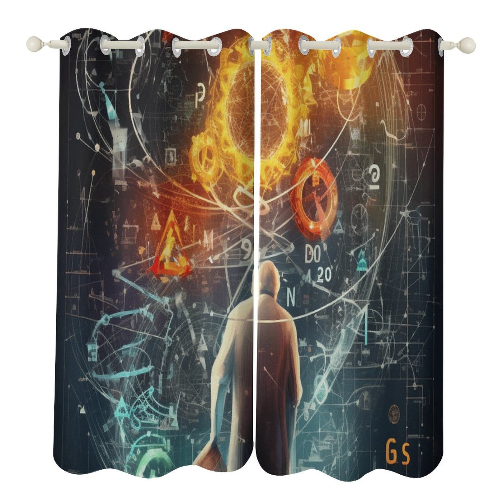 Blackout Curtains for Bedroom Math Formula Full Room Darkening Grommet ...