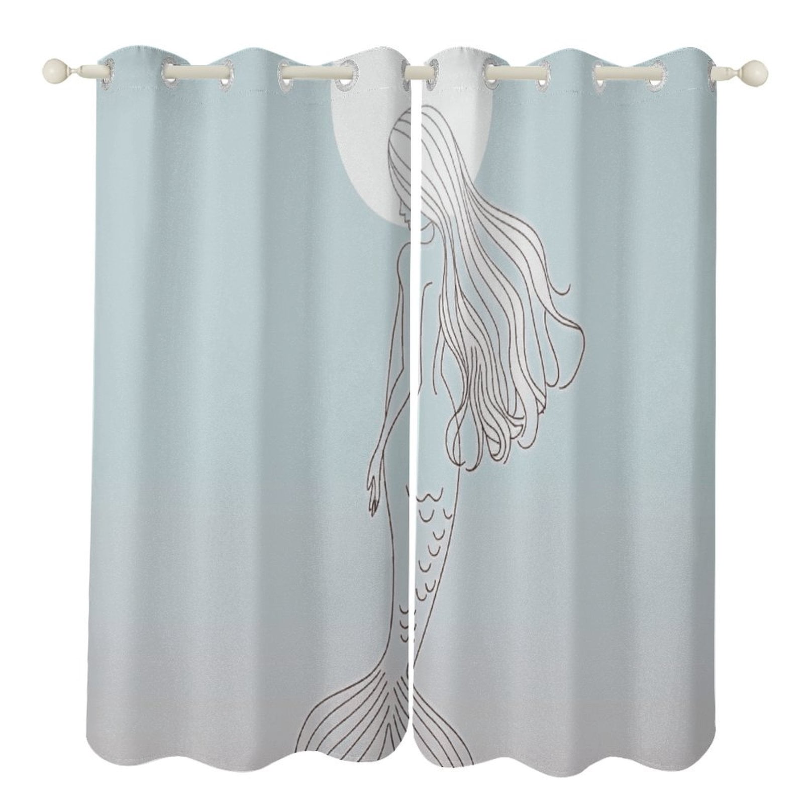 Blackout Curtains for Bedroom Ocean Cute Mermaid Full Room Darkening ...