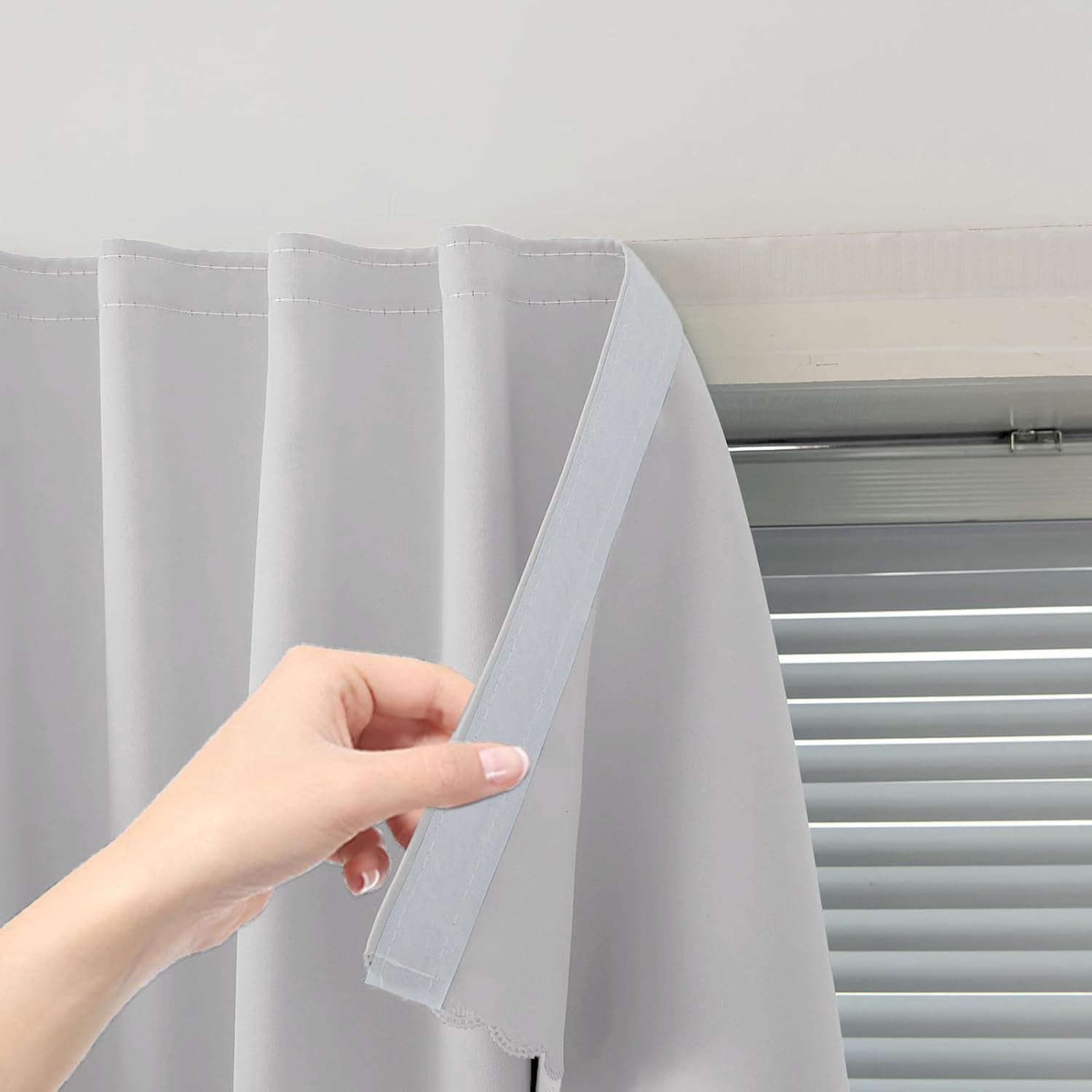 Blackout Curtains for Bedroom, Self Adhesive Window Cover, No Drill Rod ...