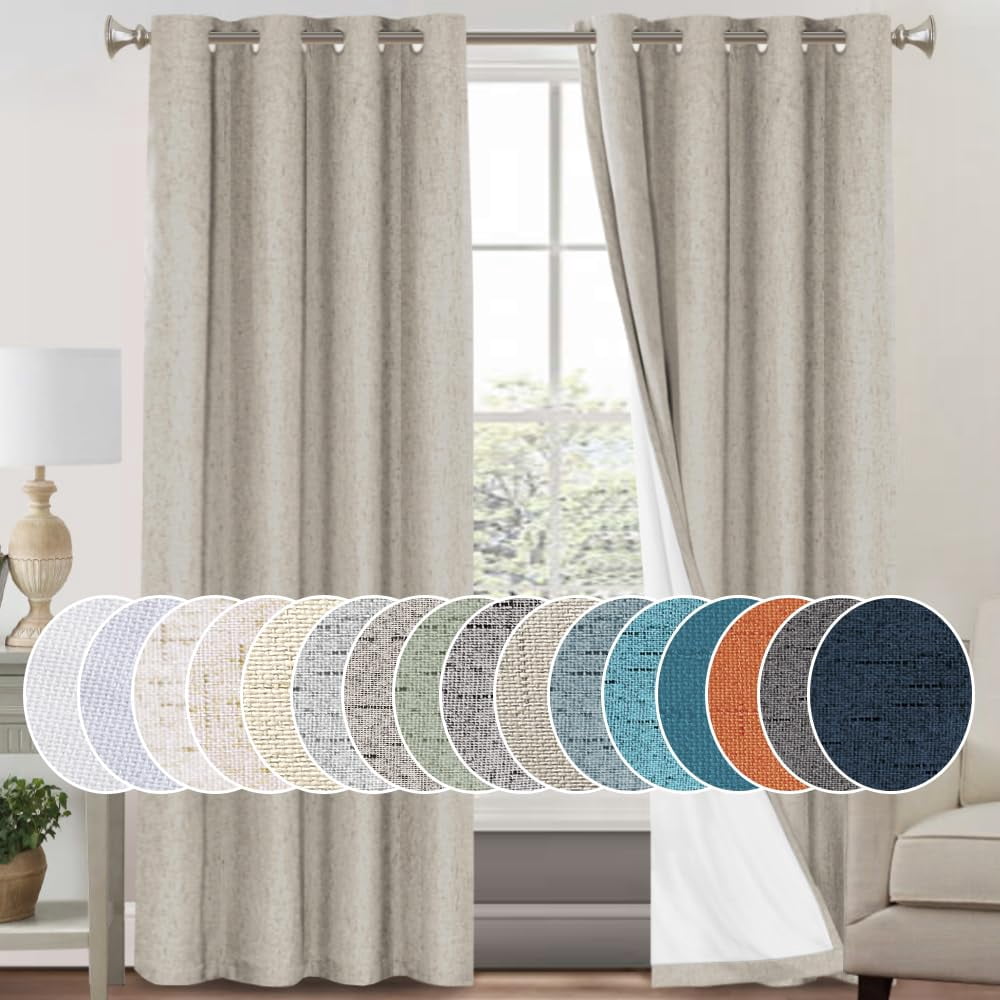 Blackout Curtalinen 84 Inches Long For Dining Room Grommet Soundproof ...